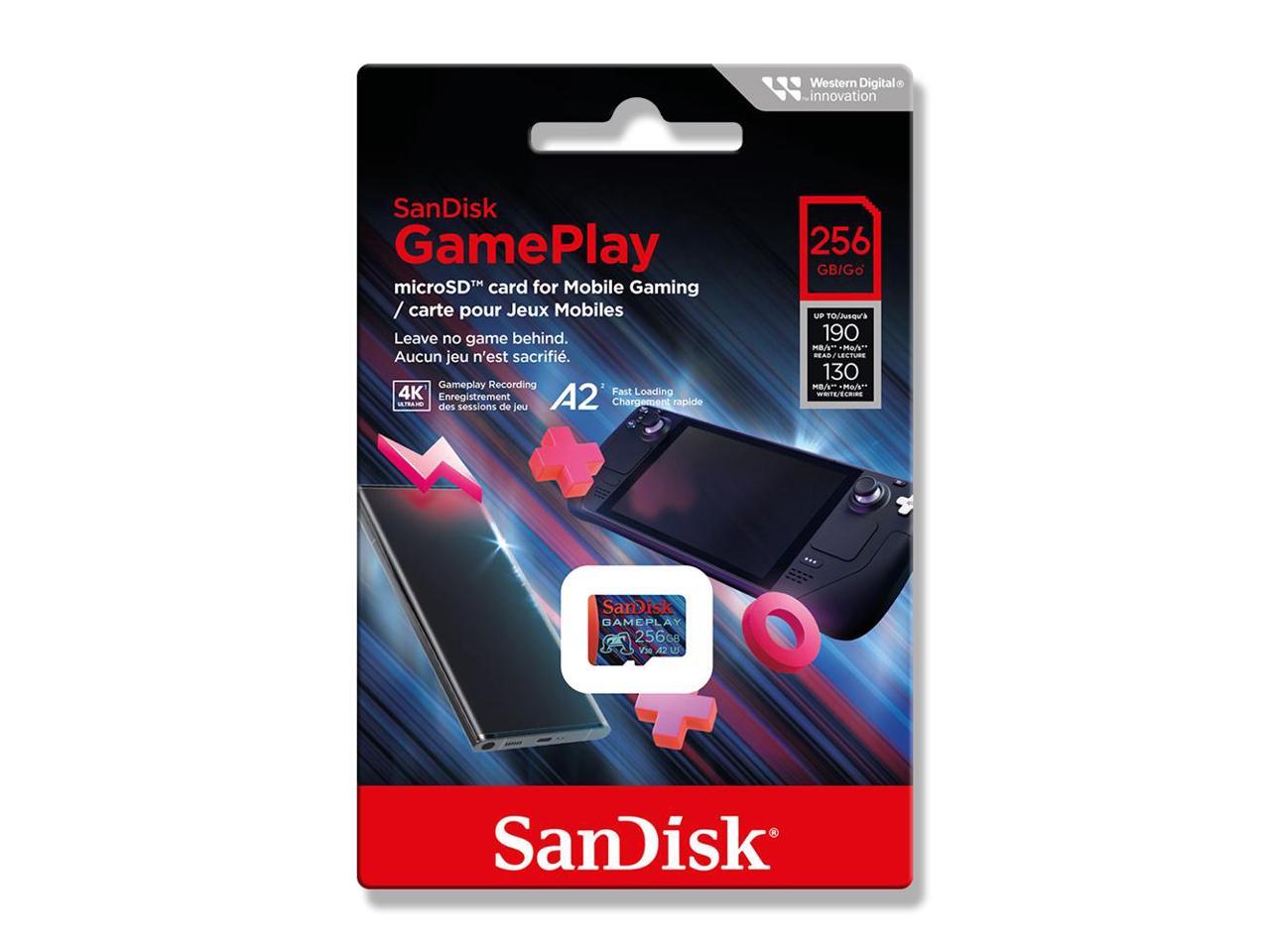 SanDisk 256GB GamePlay microSD Card for Mobile and Handheld Console Gaming SDSQXAV-256G-GN6XN