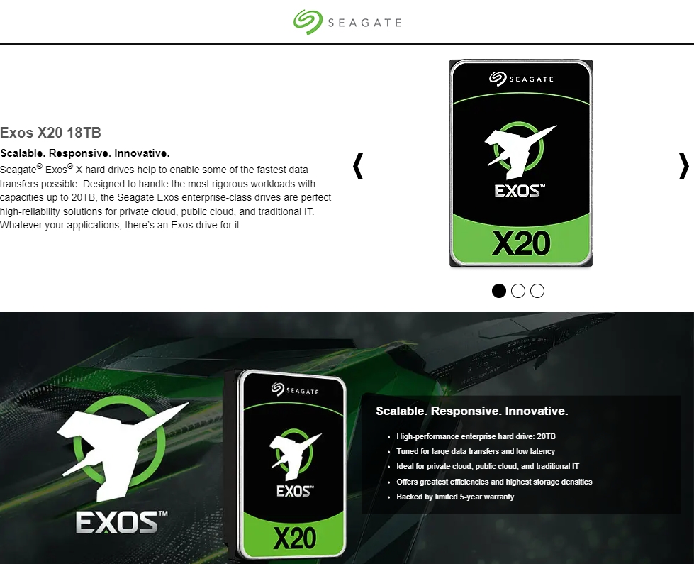 Seagate Exos X20 ST18000NM003D 18TB 7200 RPM 256MB Cache SATA 6.0Gb/s 3 ...